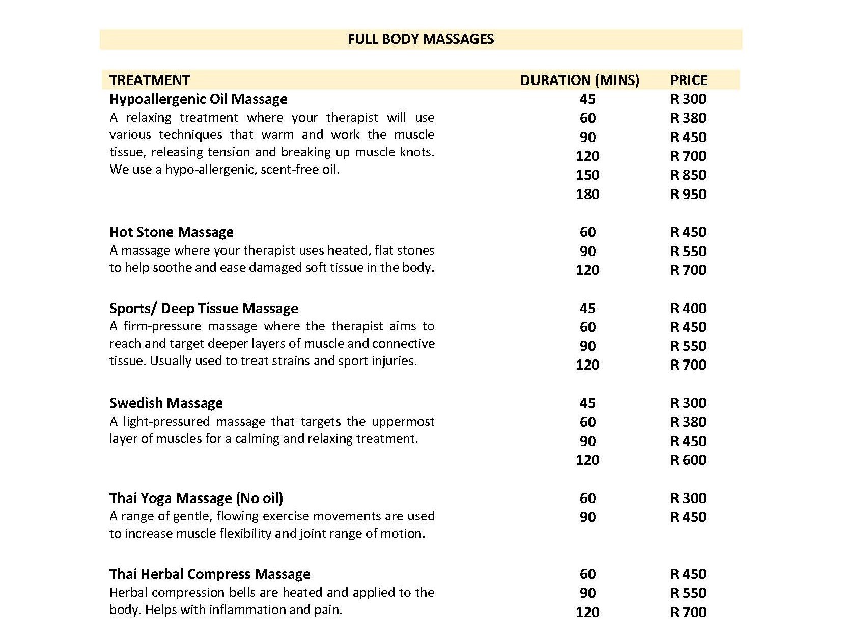 Treatments – Aura Thai Spa Bassonia